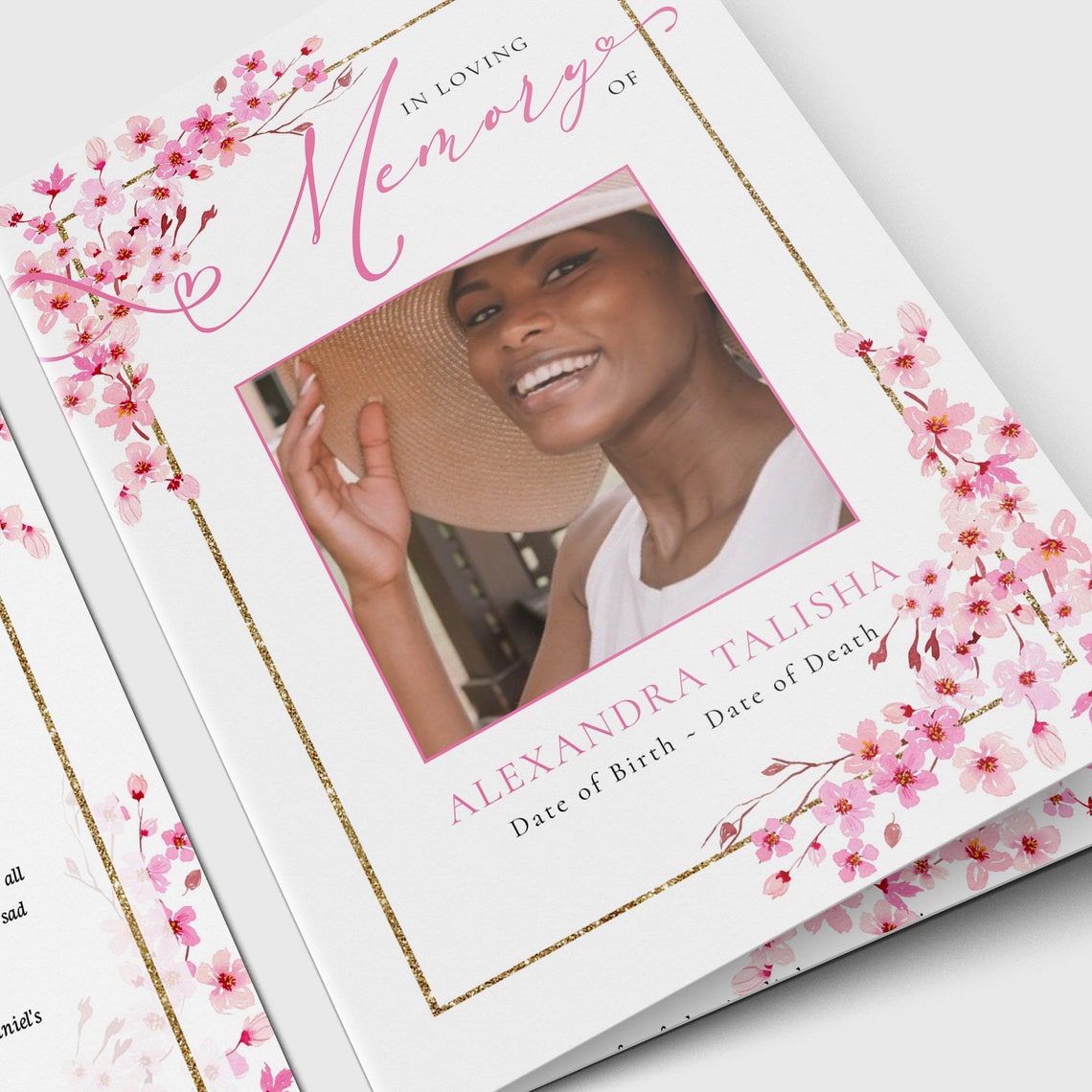 Editable Funeral Program Template, Cherry Blossoms, Pink Funeral ...