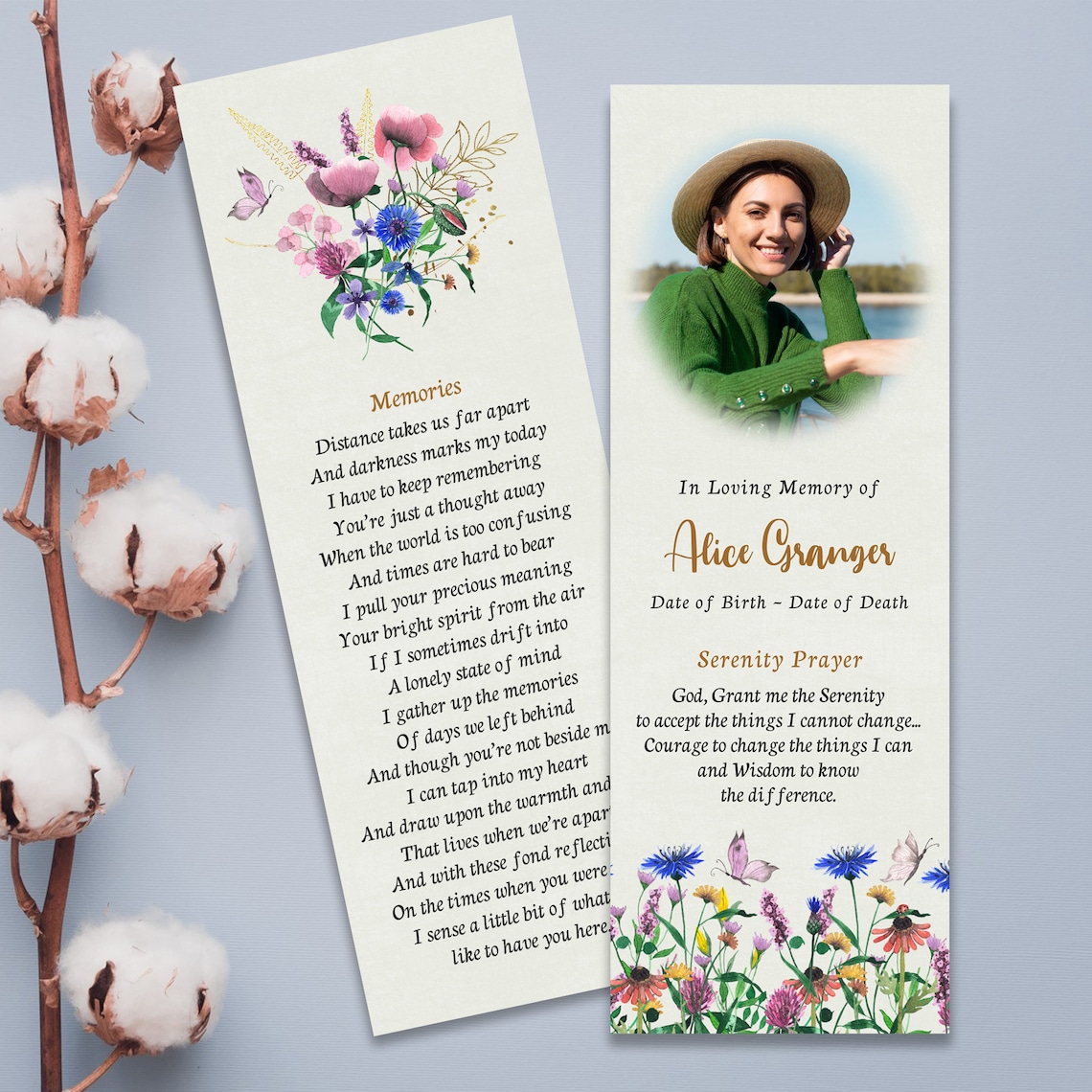 Funeral Bookmark Template Printable Celebration of Life - Etsy