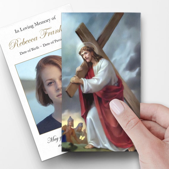 Prayer Cards Carrying the Cross Memorial Prayer Cards | Etsy