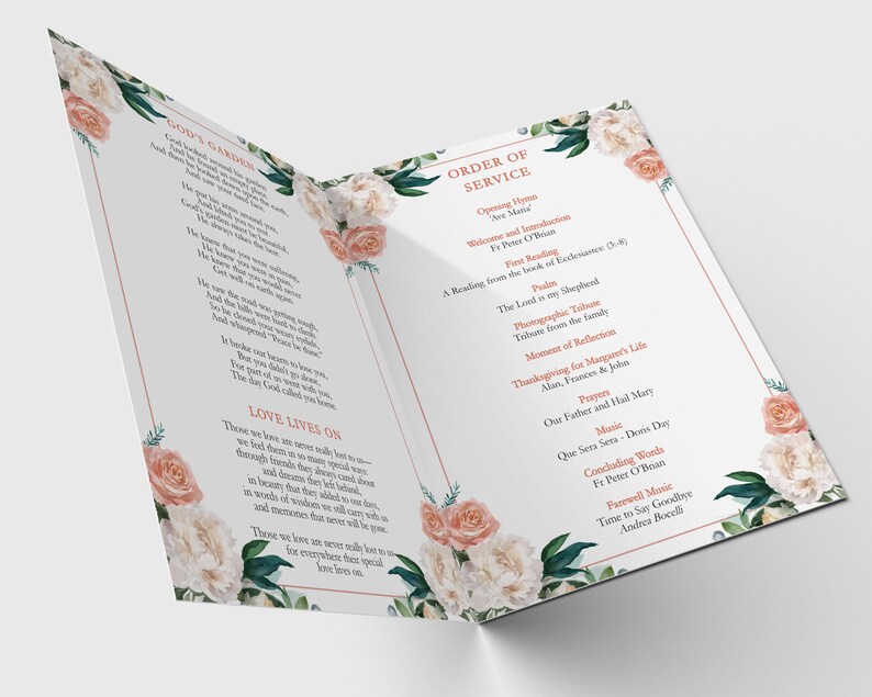 Funeral Program Template Funeral Poems Funeral Programs - Etsy