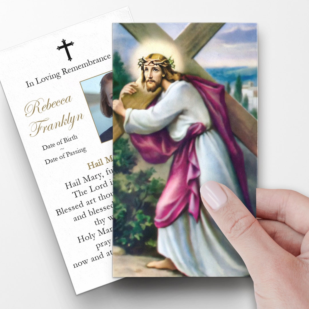 Prayer Cards, Carrying the Cross, Memorial Prayer Cards, Catholic ...