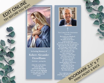 Funeral Bookmark Template Printable Celebration of Life - Etsy