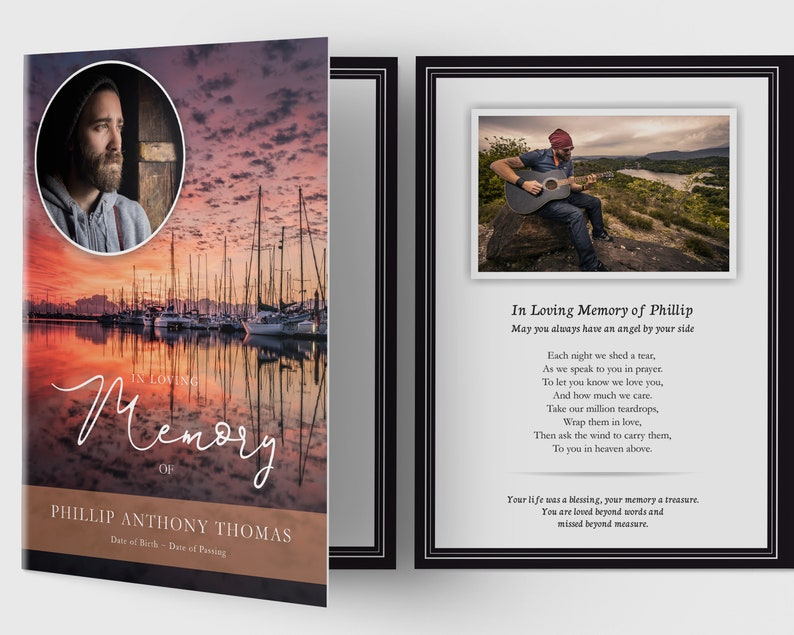 Funeral Program Template Funeral Poems Funeral Programs - Etsy
