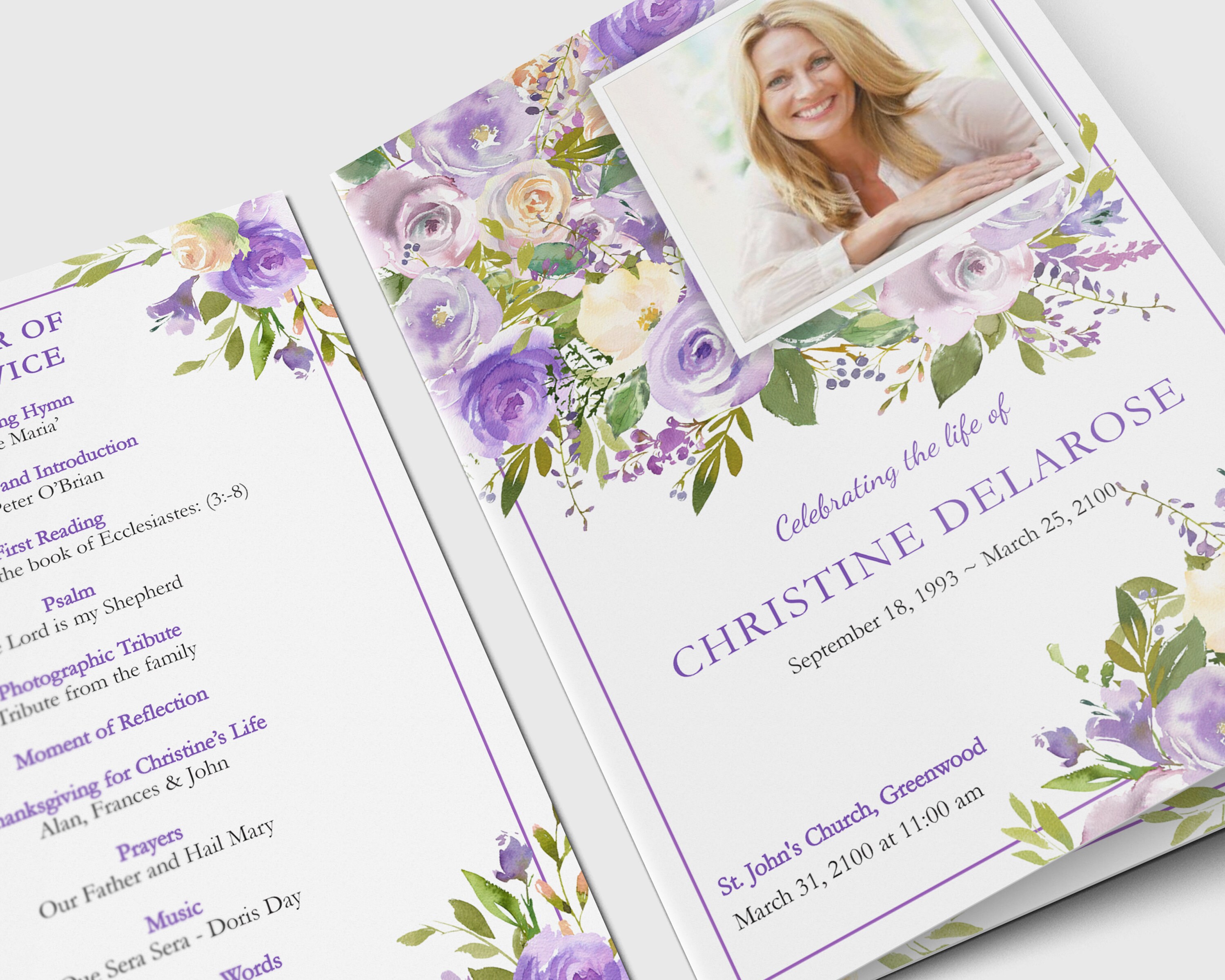 Funeral Program Template Funeral Poems Funeral Programs | Etsy