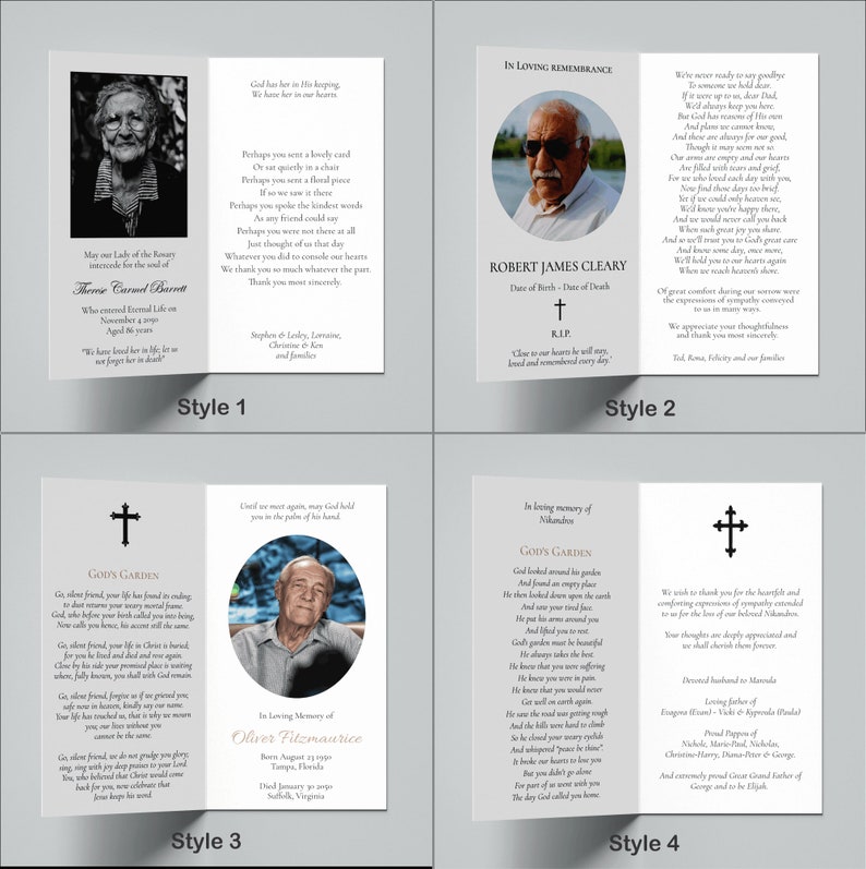 Funeral Prayer Card Template, Printable Memorial Prayer Card Template ...