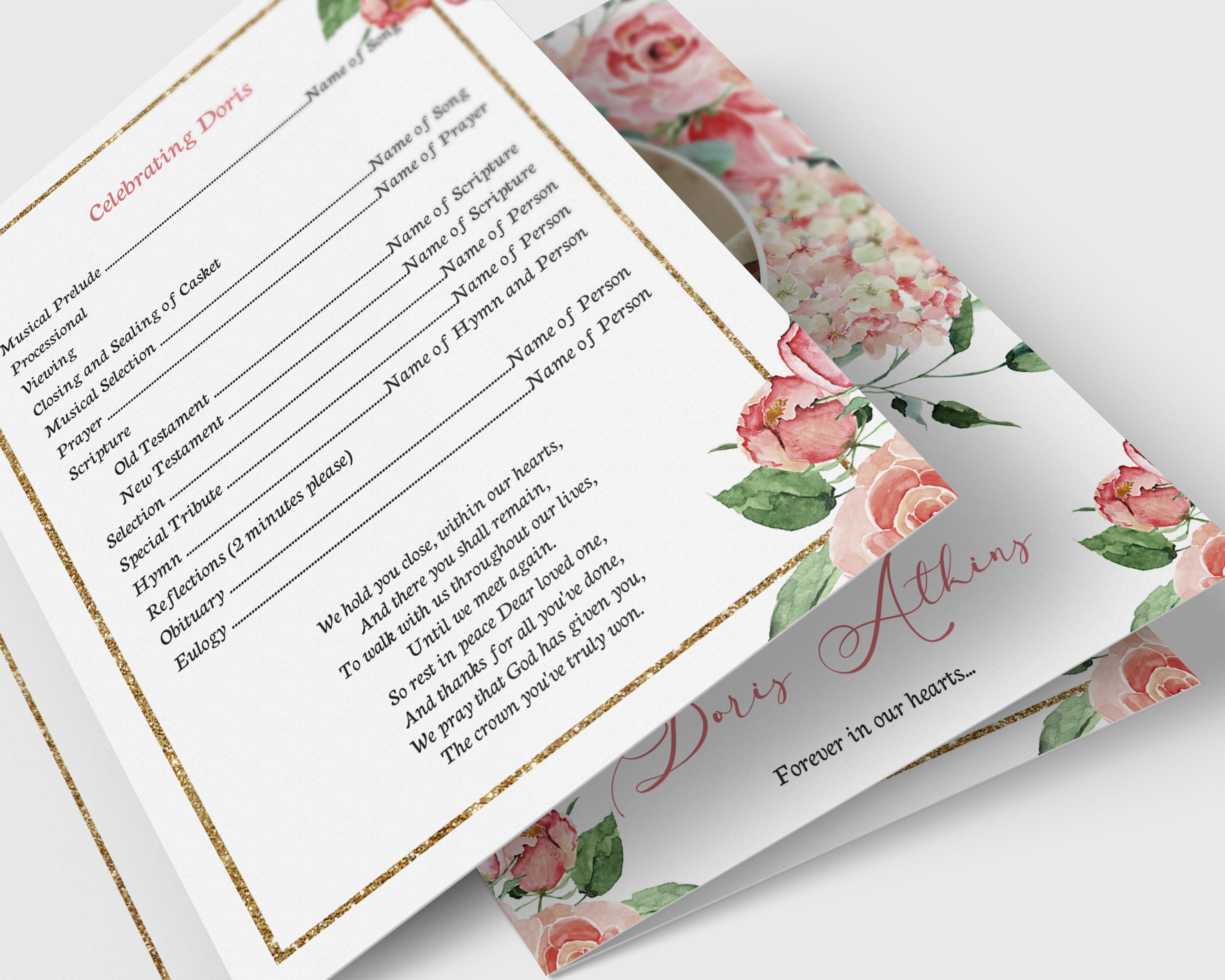 Printable Funeral Program Template | Order of Service | Celebration of ...