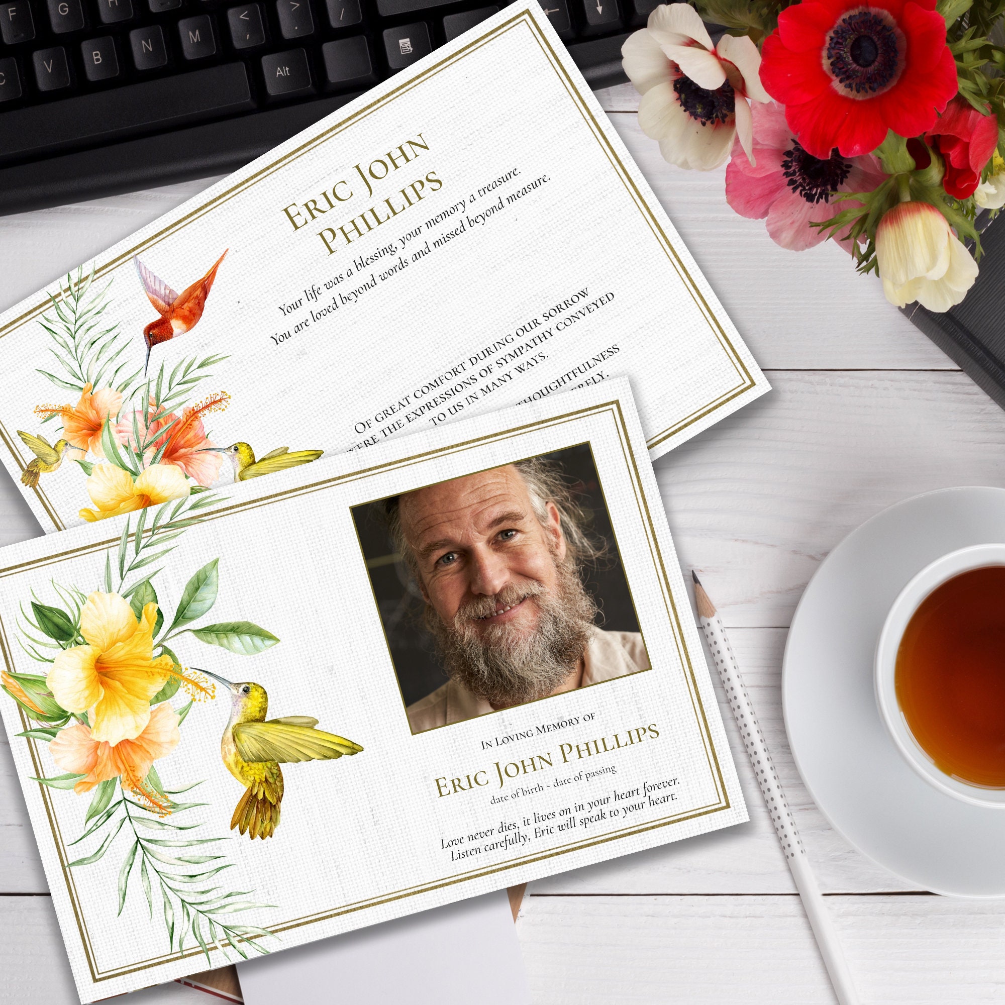 Funeral Thank You Card Template Funeral Cards Funeral - Etsy