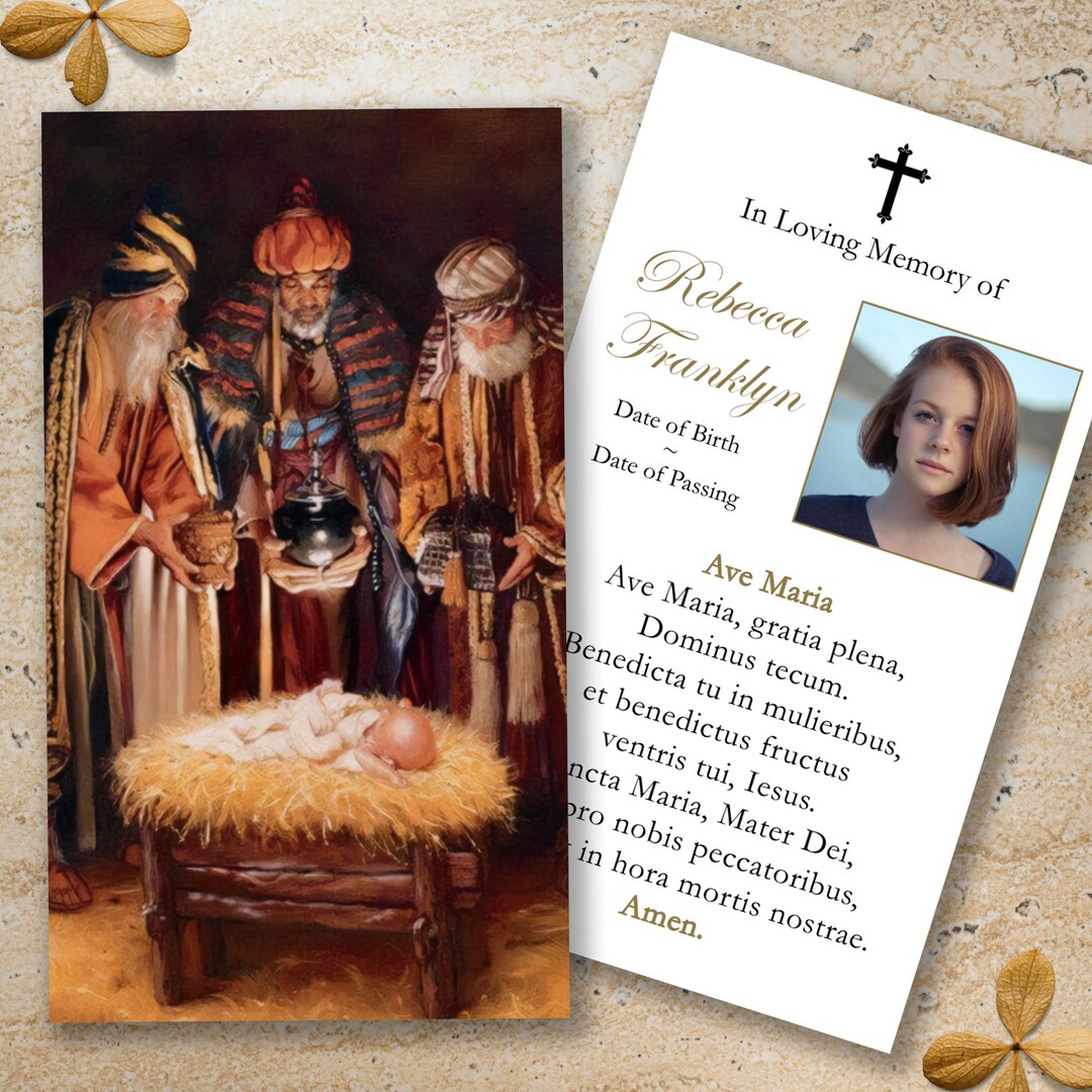 Funeral Prayer Cards, Prayer Cards for Funerals, Cards for A Funeral, Three Wise Men, Ave Maria ...