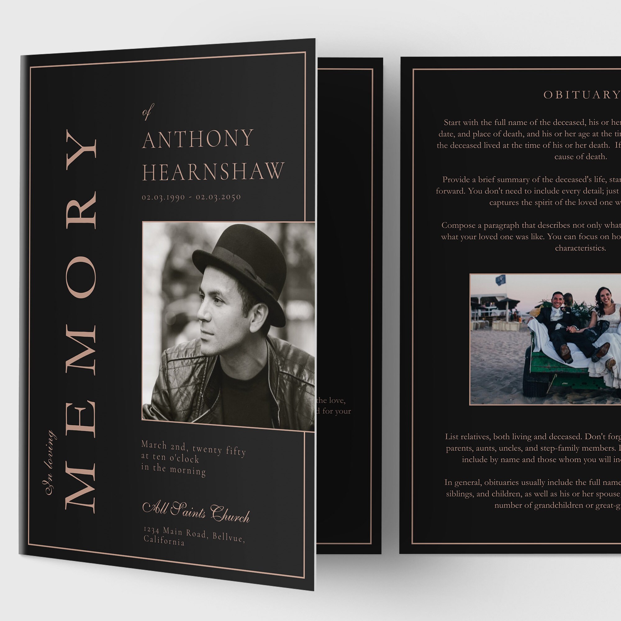 Editable Funeral Program Template Memorial Service Template - Etsy Canada