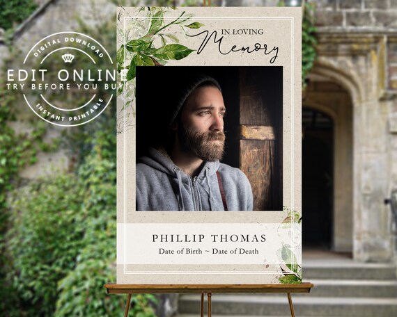 Editable Funeral Welcome Sign Celebration of Life Decoration | Etsy