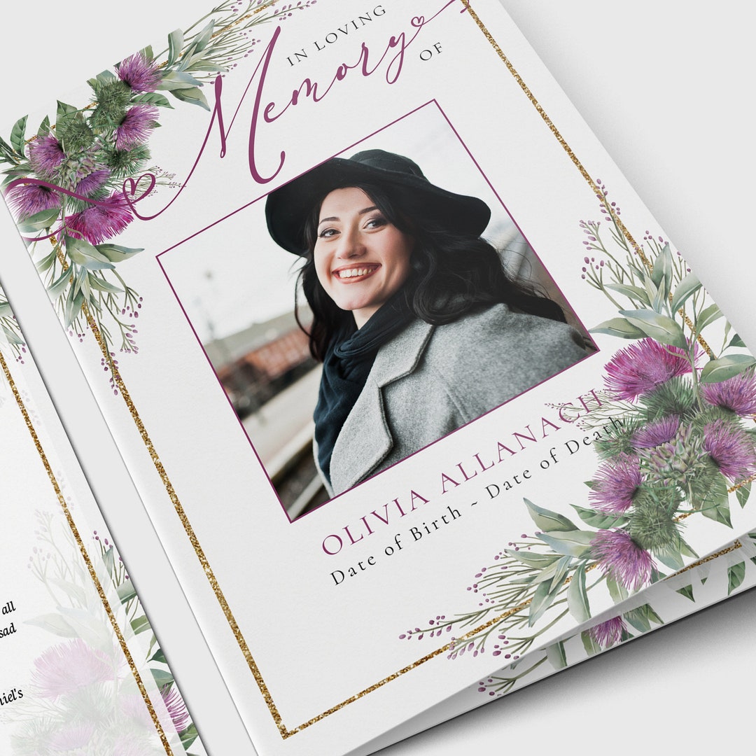 Scottish Highlands Funeral Program Template, Editable Funeral Program ...