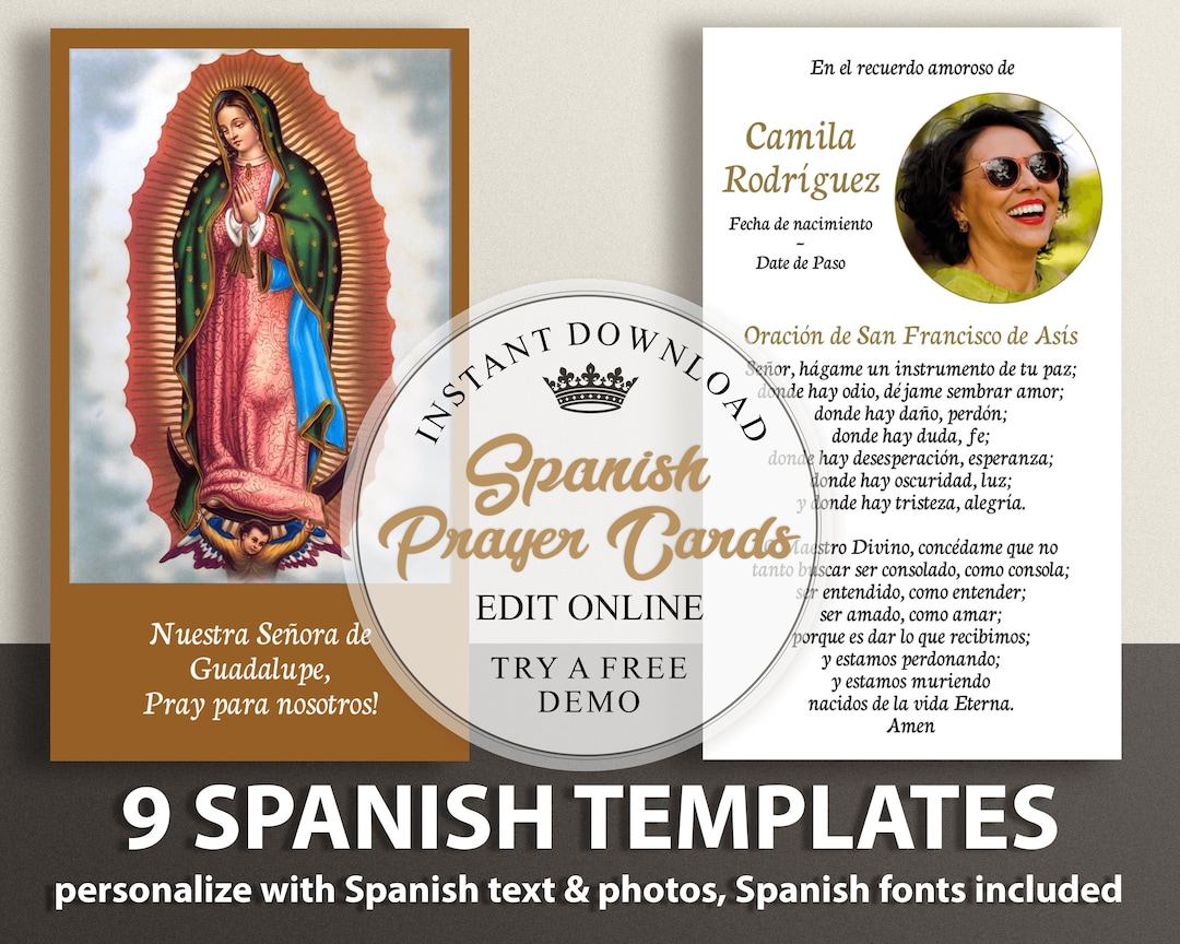 Prayer Cards, Spanish Prayer Cards, Catholic Prayer Cards, Personalized ...
