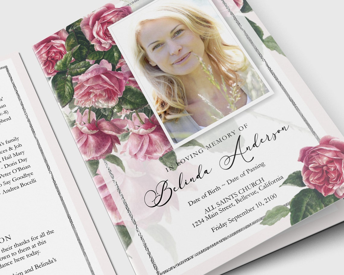 Funeral Program Template Funeral Poems Funeral Programs | Etsy