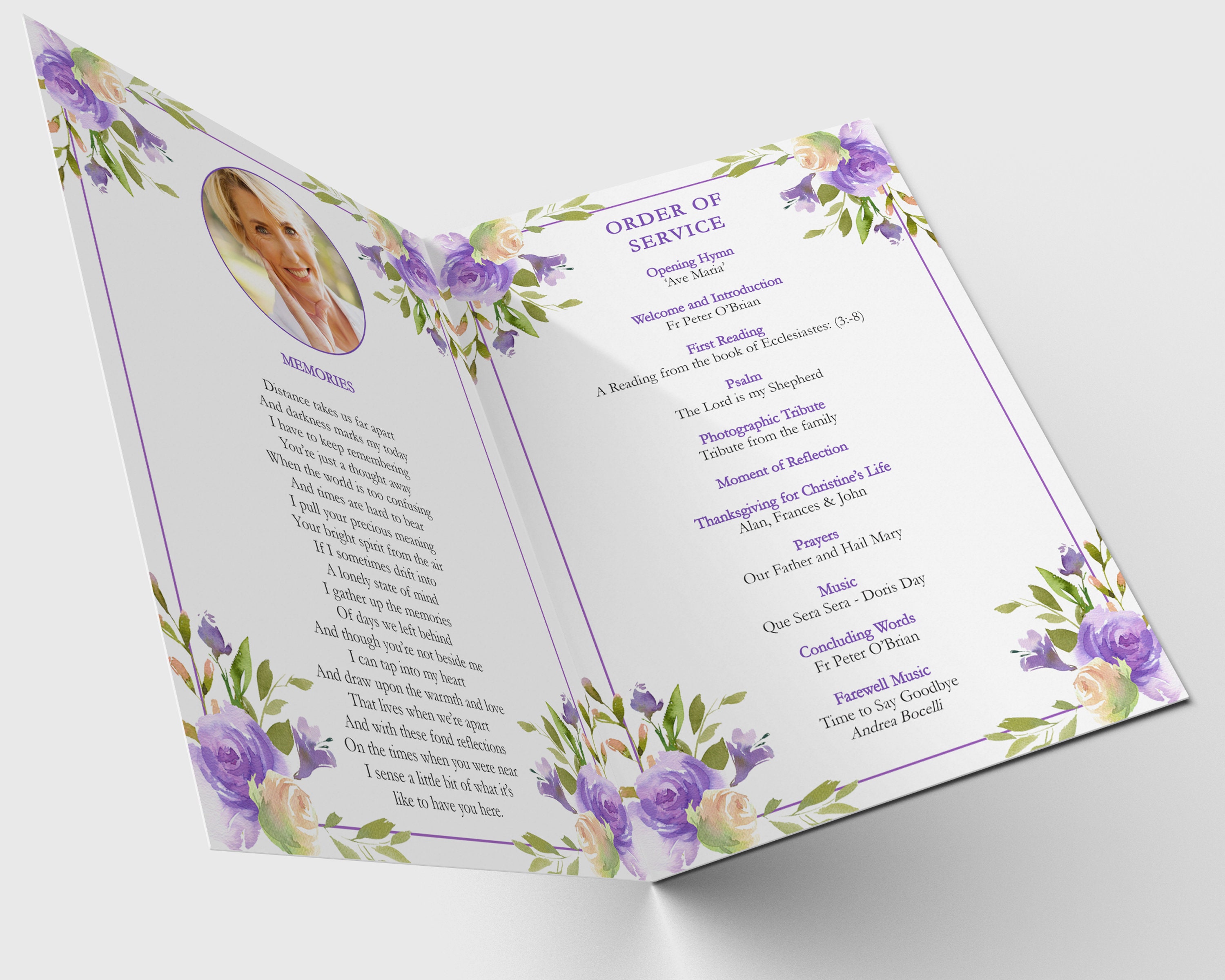 Funeral Program Template Funeral Poems Funeral Programs | Etsy