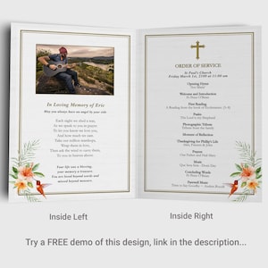 Funeral Program Template, Order of Service, Celebration of Life ...