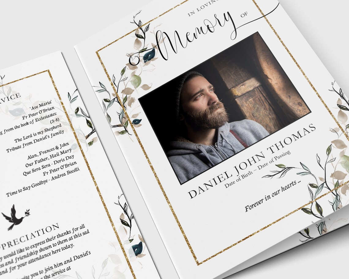 Printable Funeral Program Template Order of Service | Etsy