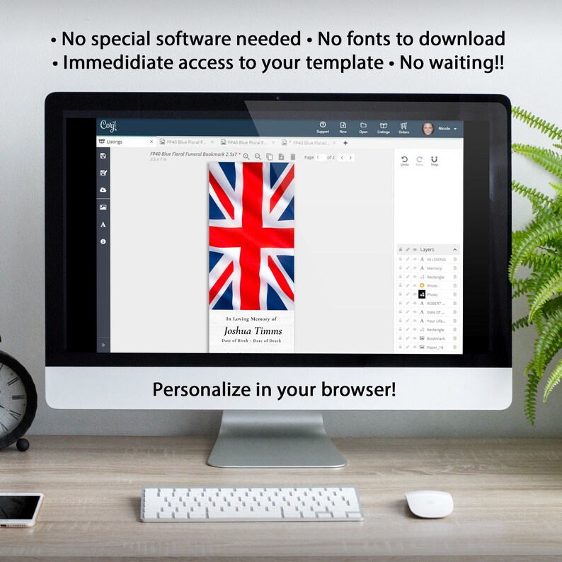 Funeral Bookmark Template, Printable Celebration of Life Bookmarks ...