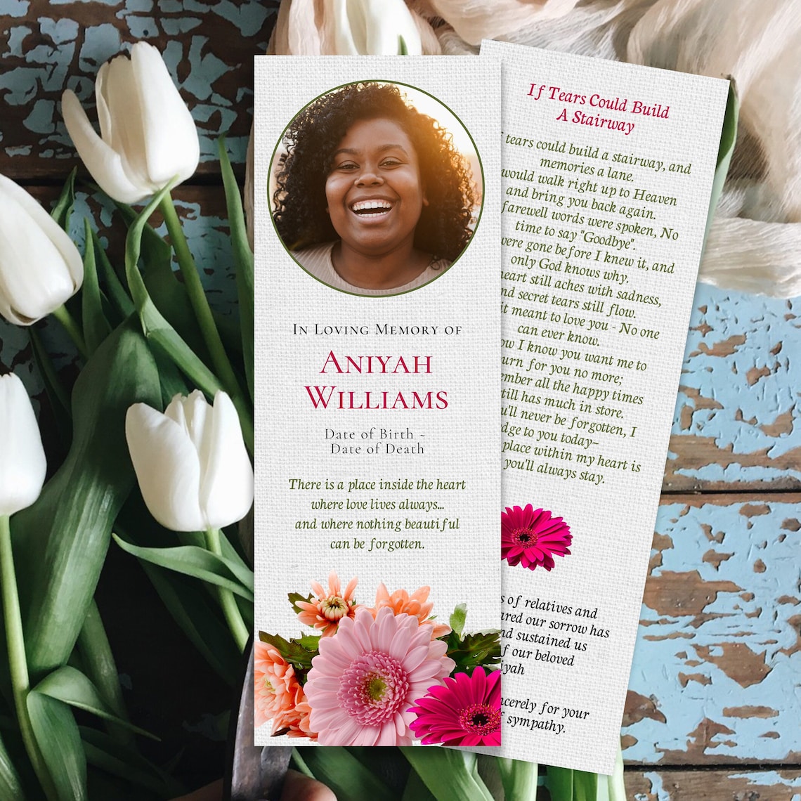 Funeral Bookmark Template Printable Celebration of Life - Etsy