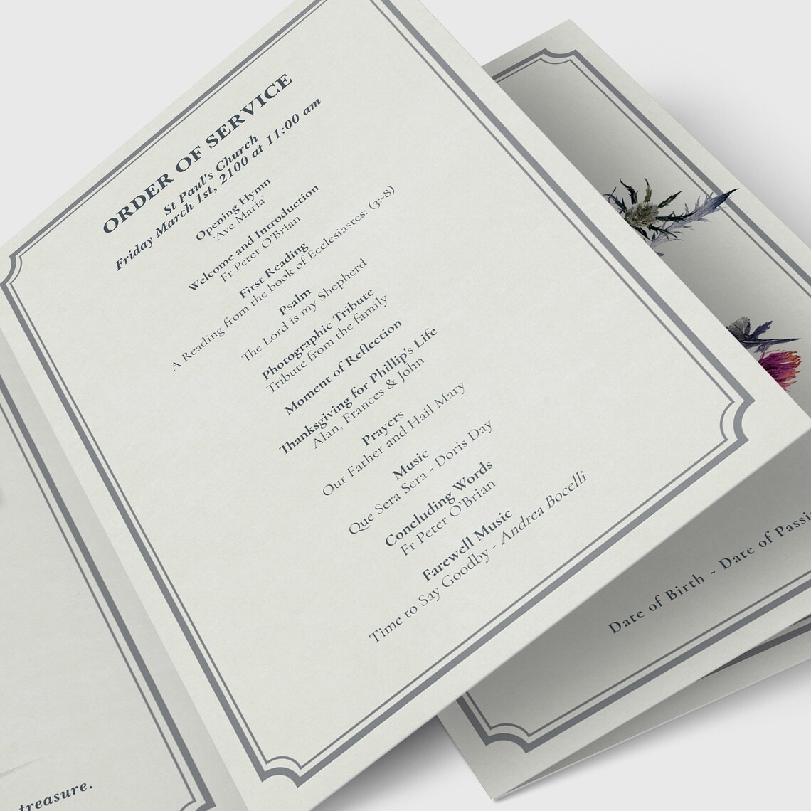 Funeral Program Template, Floral Memorial Program, Editable Memorial ...