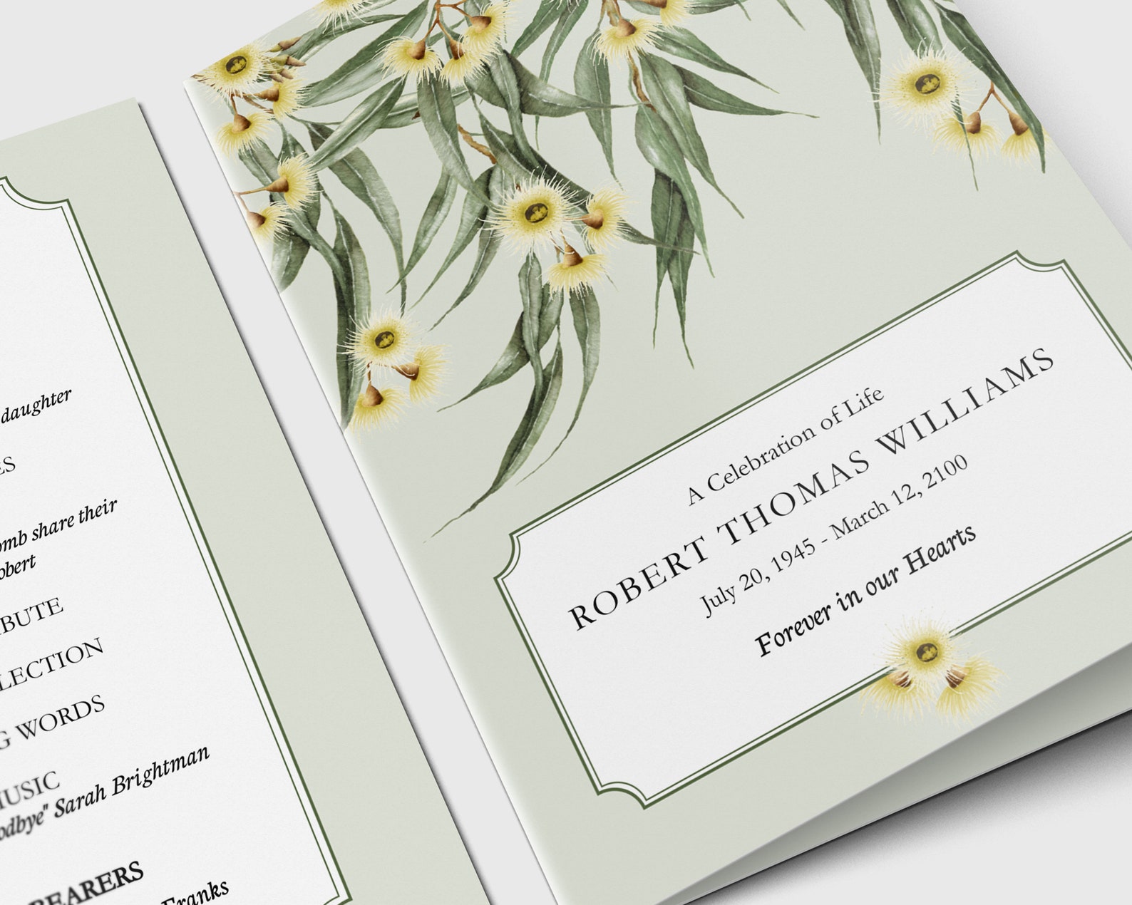 Funeral Program Template Funeral Poems Funeral Programs - Etsy