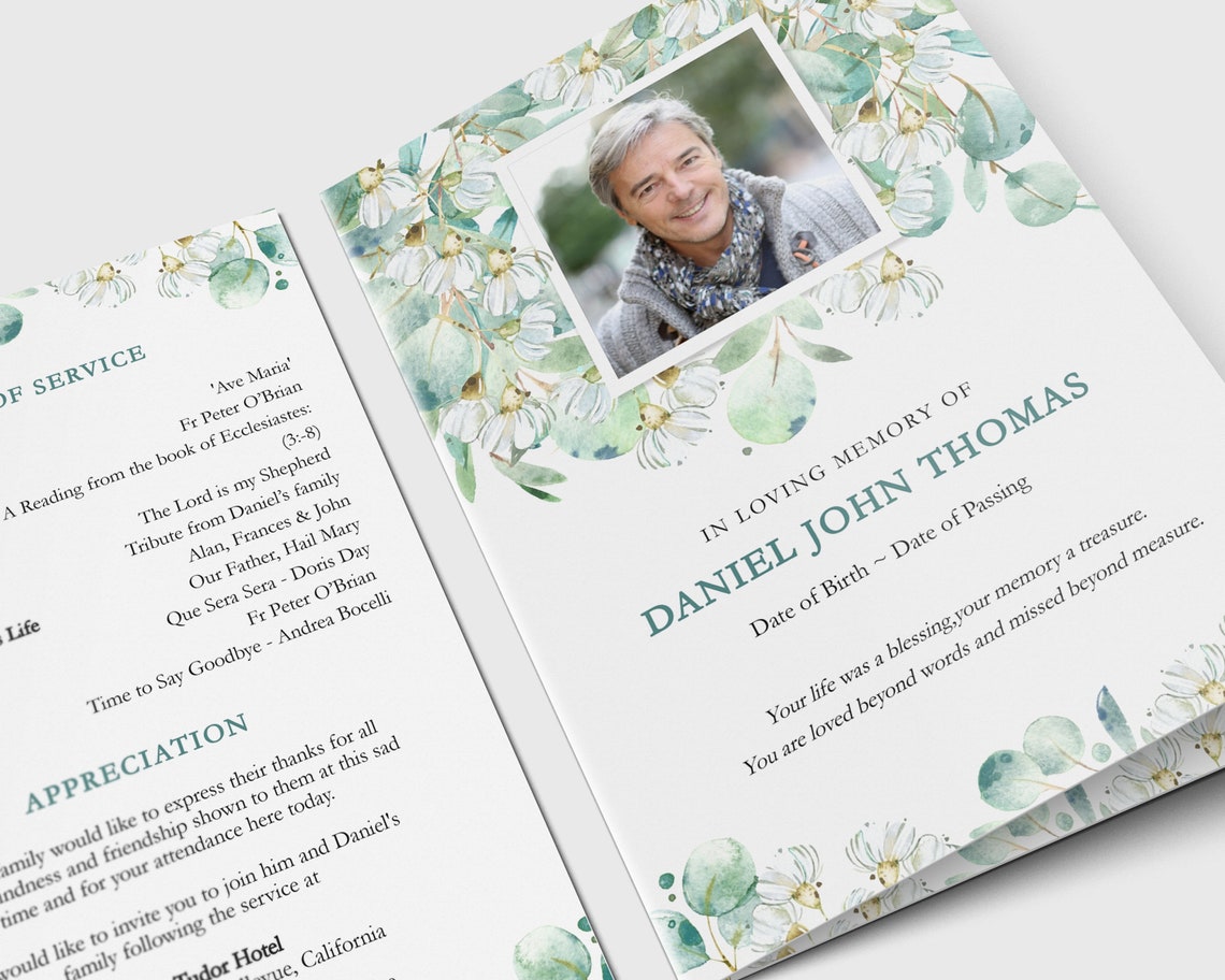 Funeral Program Template Funeral Poems Funeral Programs - Etsy