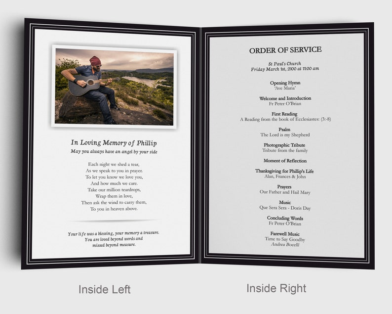Funeral Program Template Funeral Poems Funeral Programs - Etsy