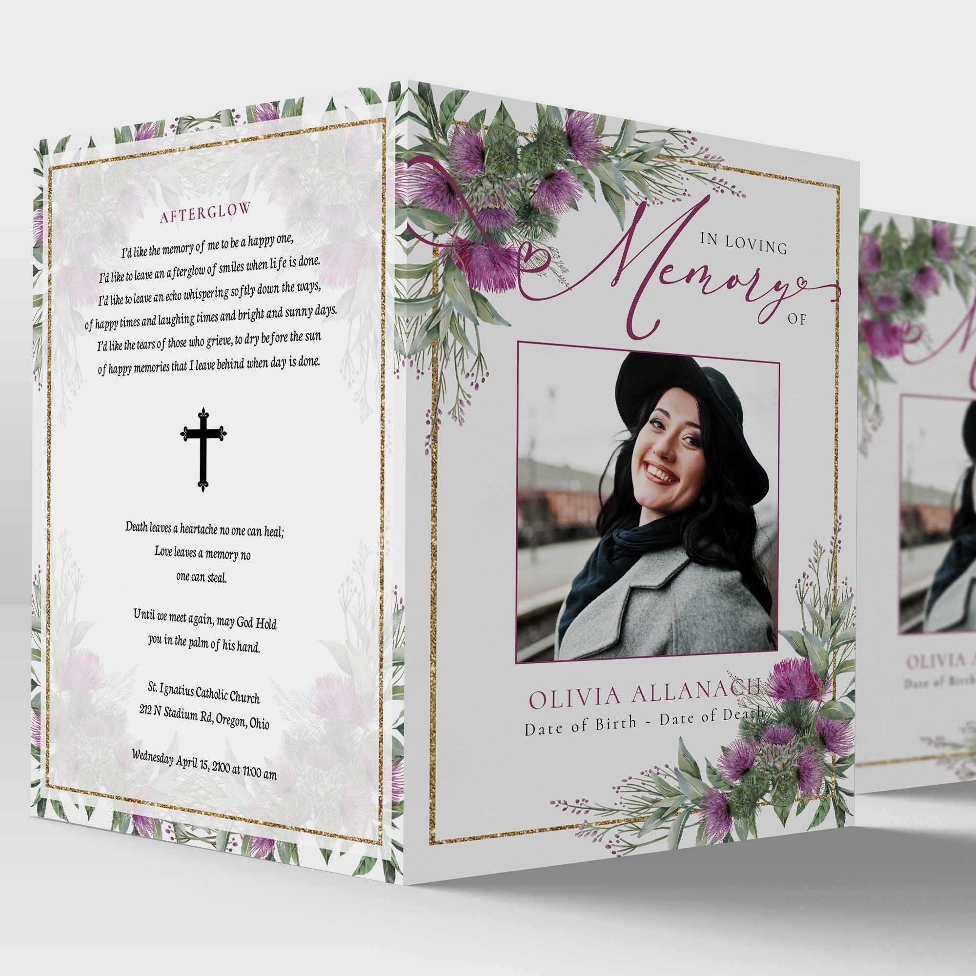 Scottish Highlands Funeral Program Template, Editable Funeral Program ...