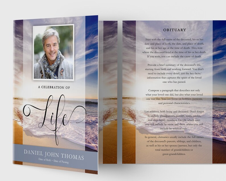 Funeral Program Template Funeral Poems Funeral Programs - Etsy