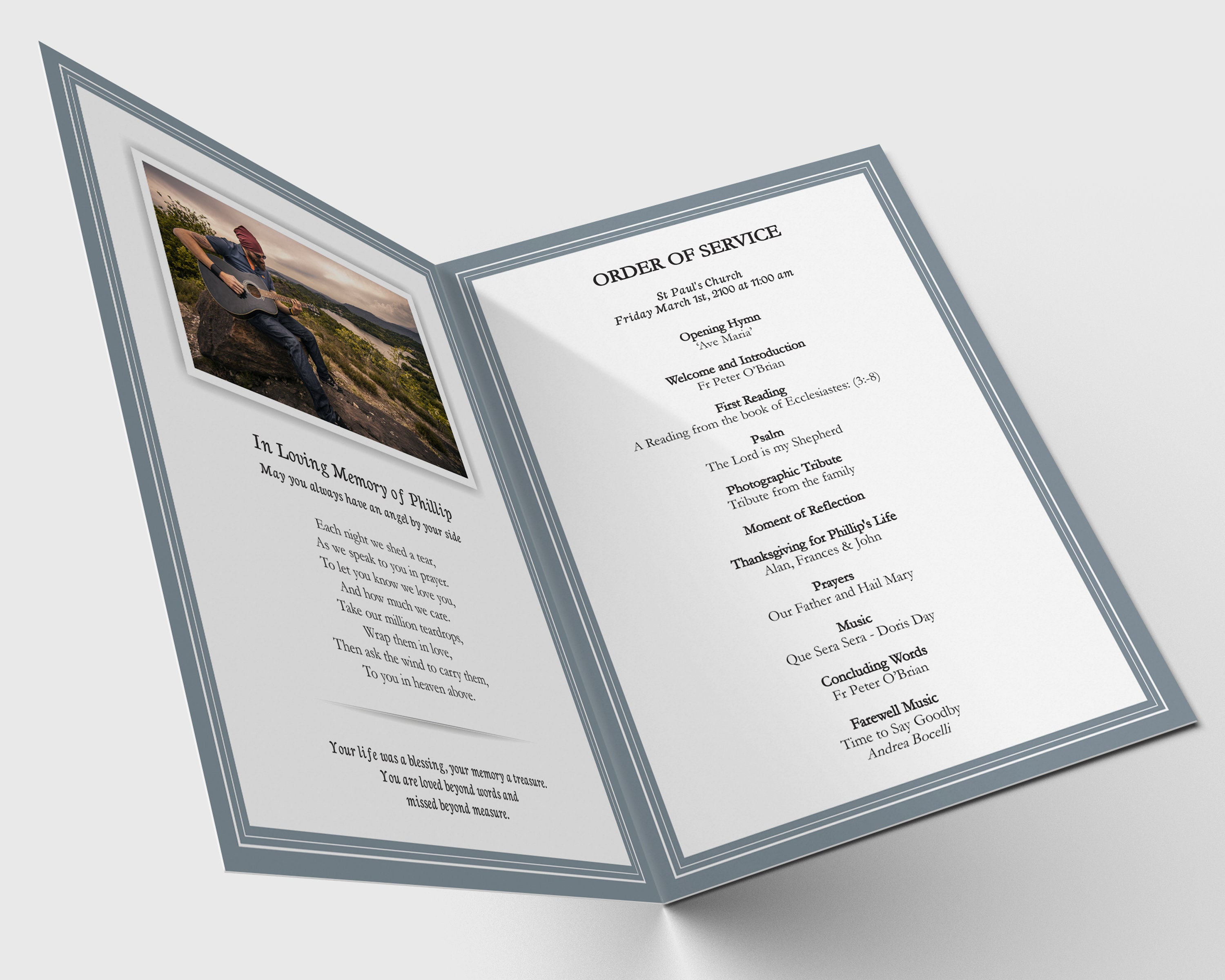 Printable Funeral Program Template | Order of Service | Celebration of ...
