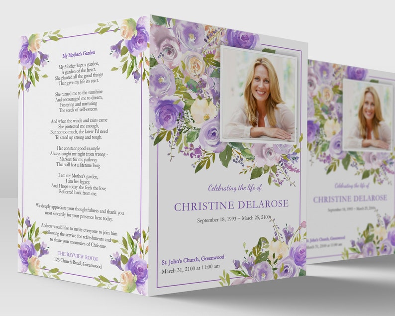 Funeral Program Template Funeral Poems Funeral Programs | Etsy