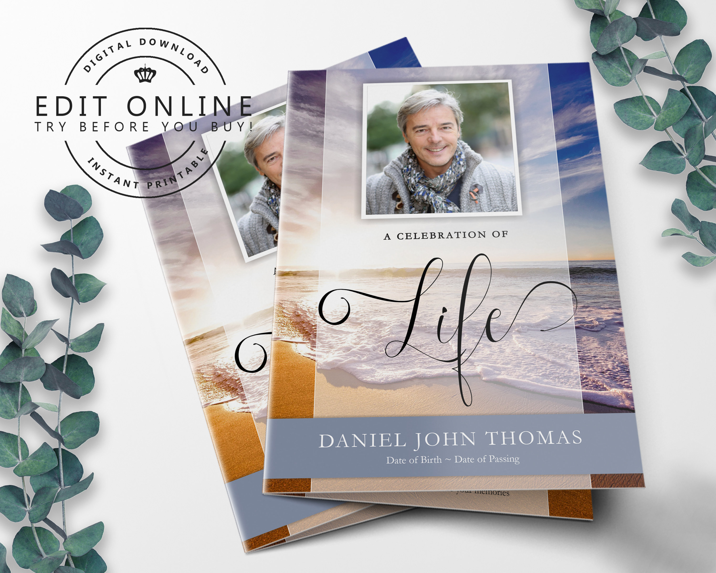 Funeral Program Template Funeral Poems Funeral Programs | Etsy