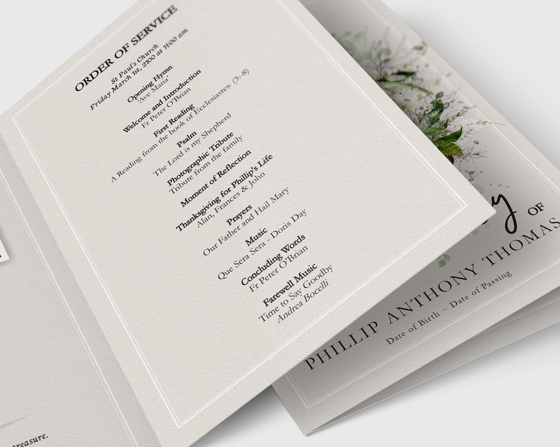 Printable Funeral Program Template Order of Service - Etsy Ireland