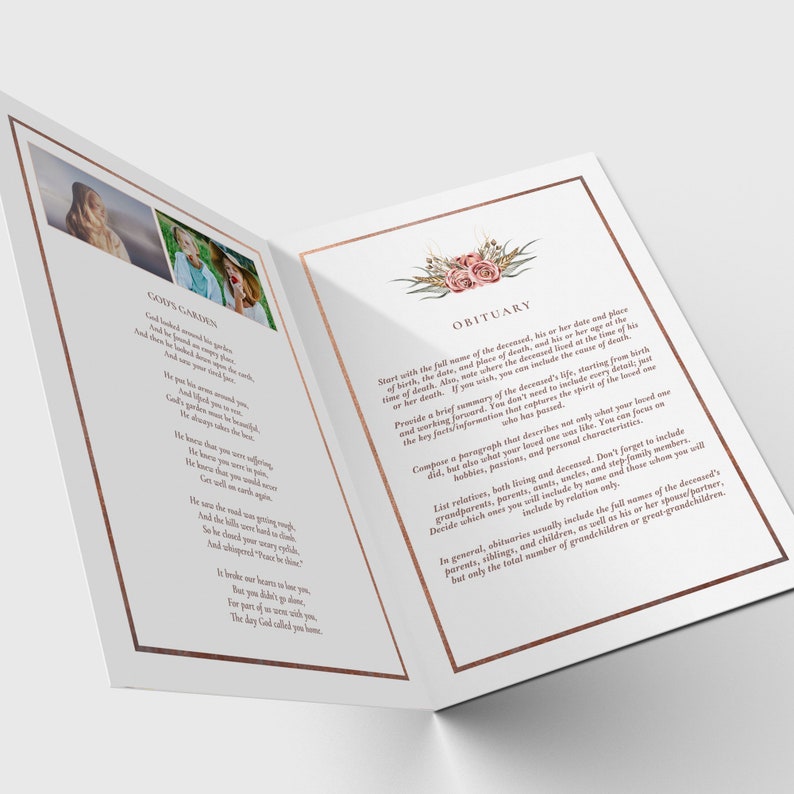 Funeral Program Template Funeral Poems Funeral Programs - Etsy