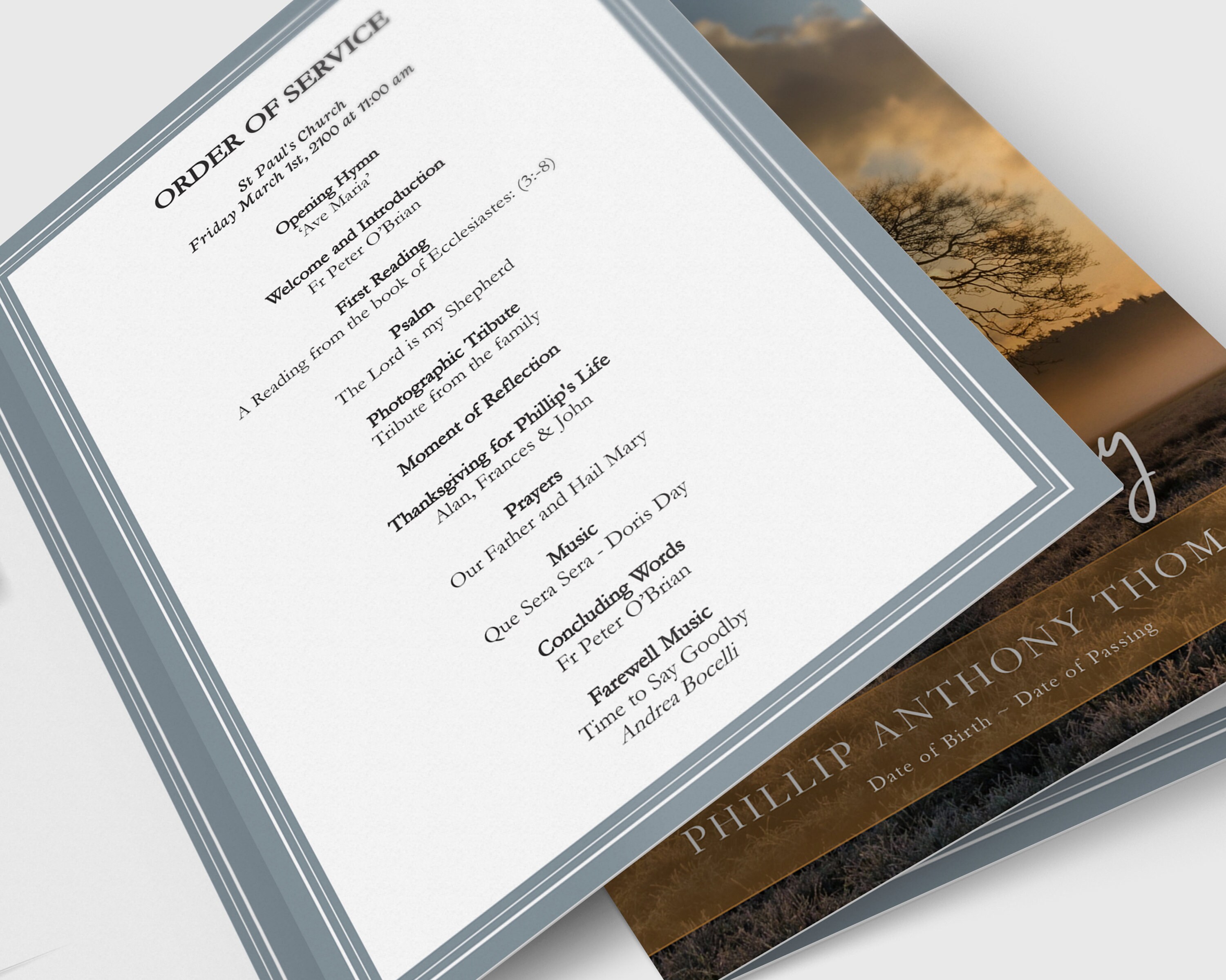 Printable Funeral Program Template | Order of Service | Celebration of ...
