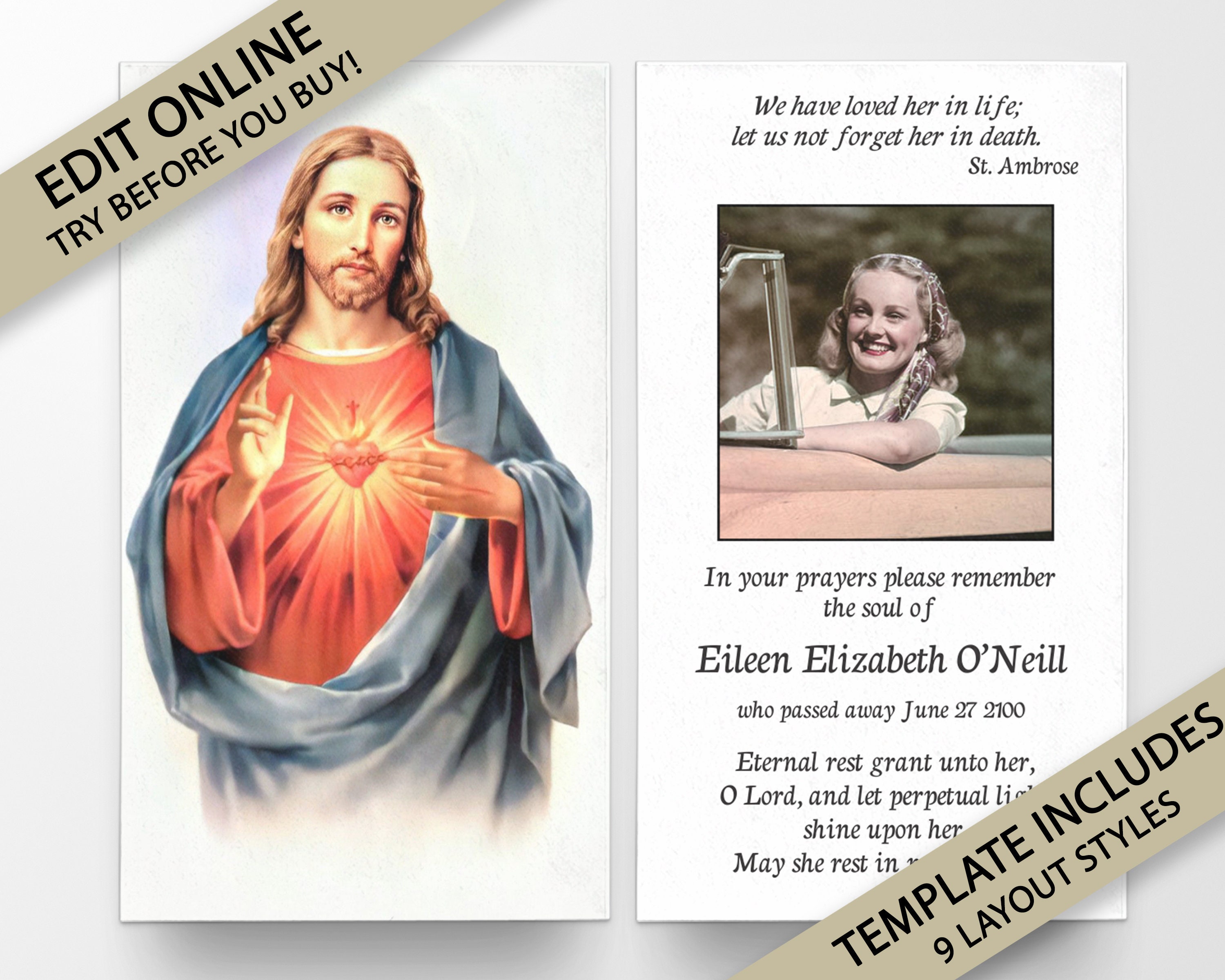 Prayer Cards, Memorial Prayer Cards, Catholic Prayer Cards ...