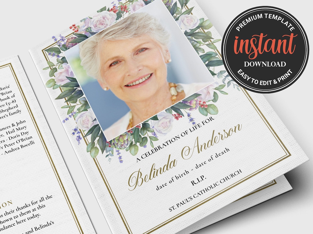 Funeral Program Template, Funeral Programs, Obituary, Funeral Service ...