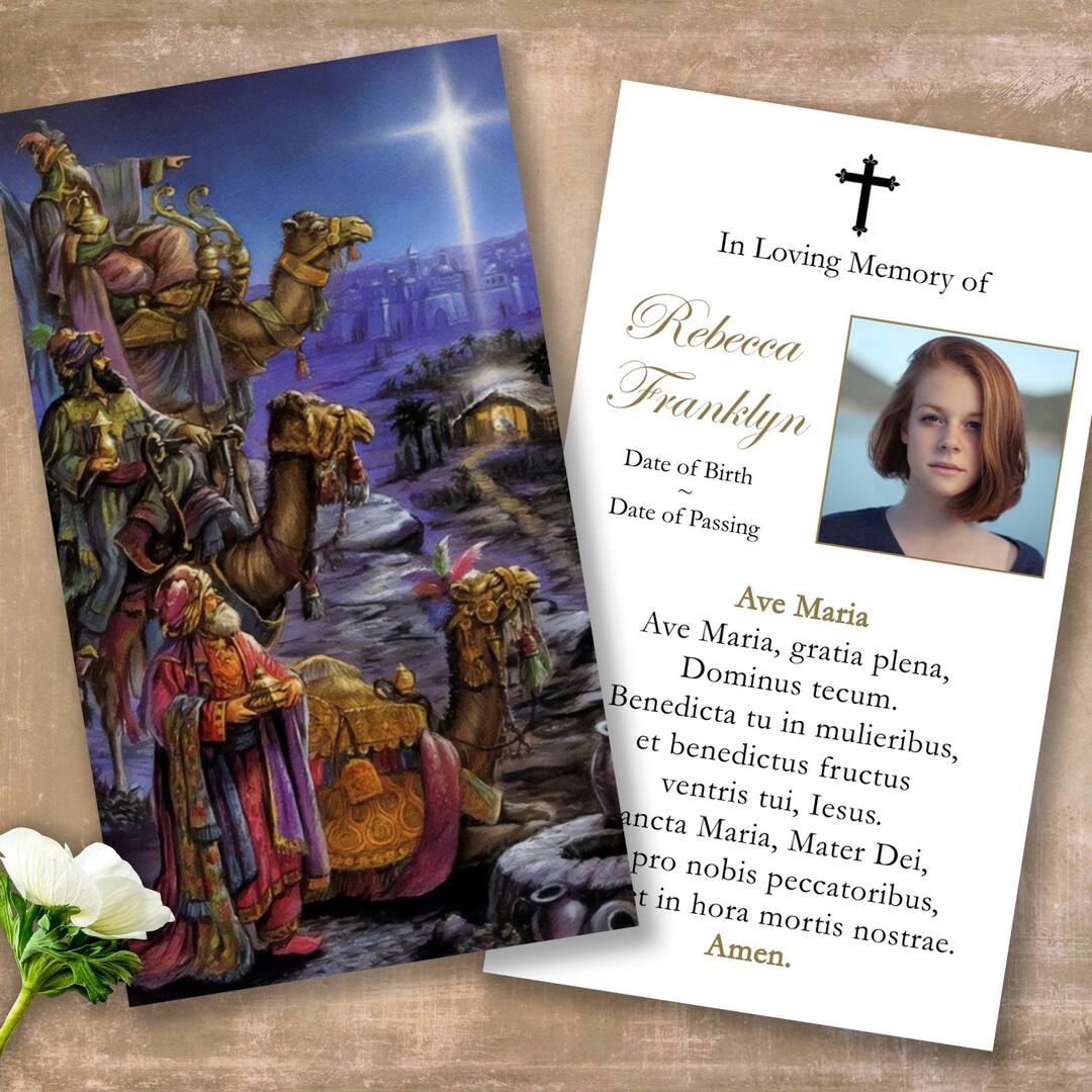 Funeral Prayer Cards, Prayer Cards for Funerals, Cards for A Funeral, Three Wise Men, Ave Maria ...