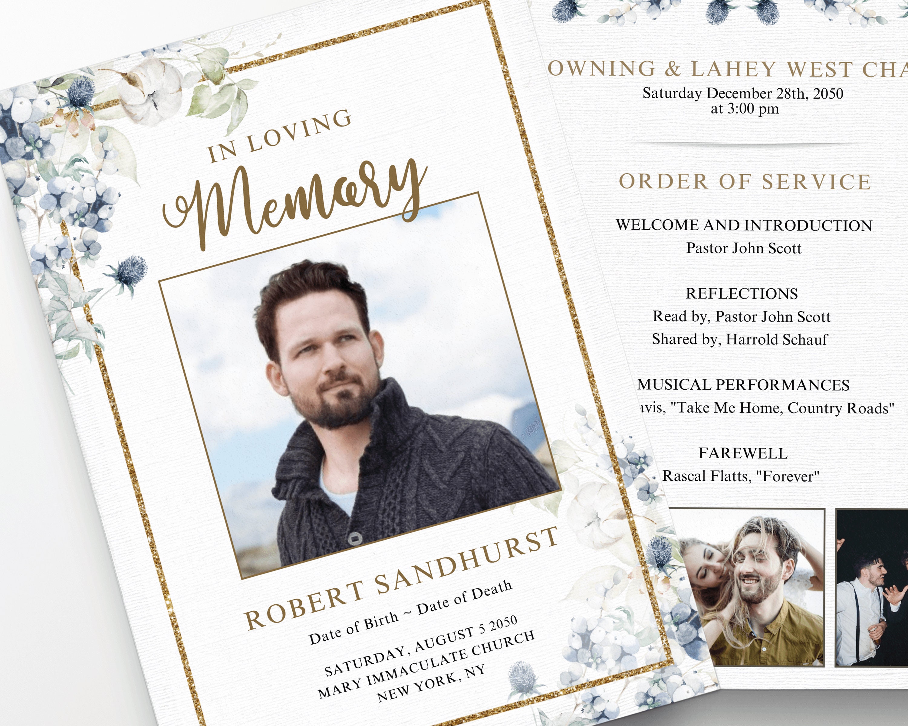 Funeral Program Template Floral Memorial Program Editable | Etsy