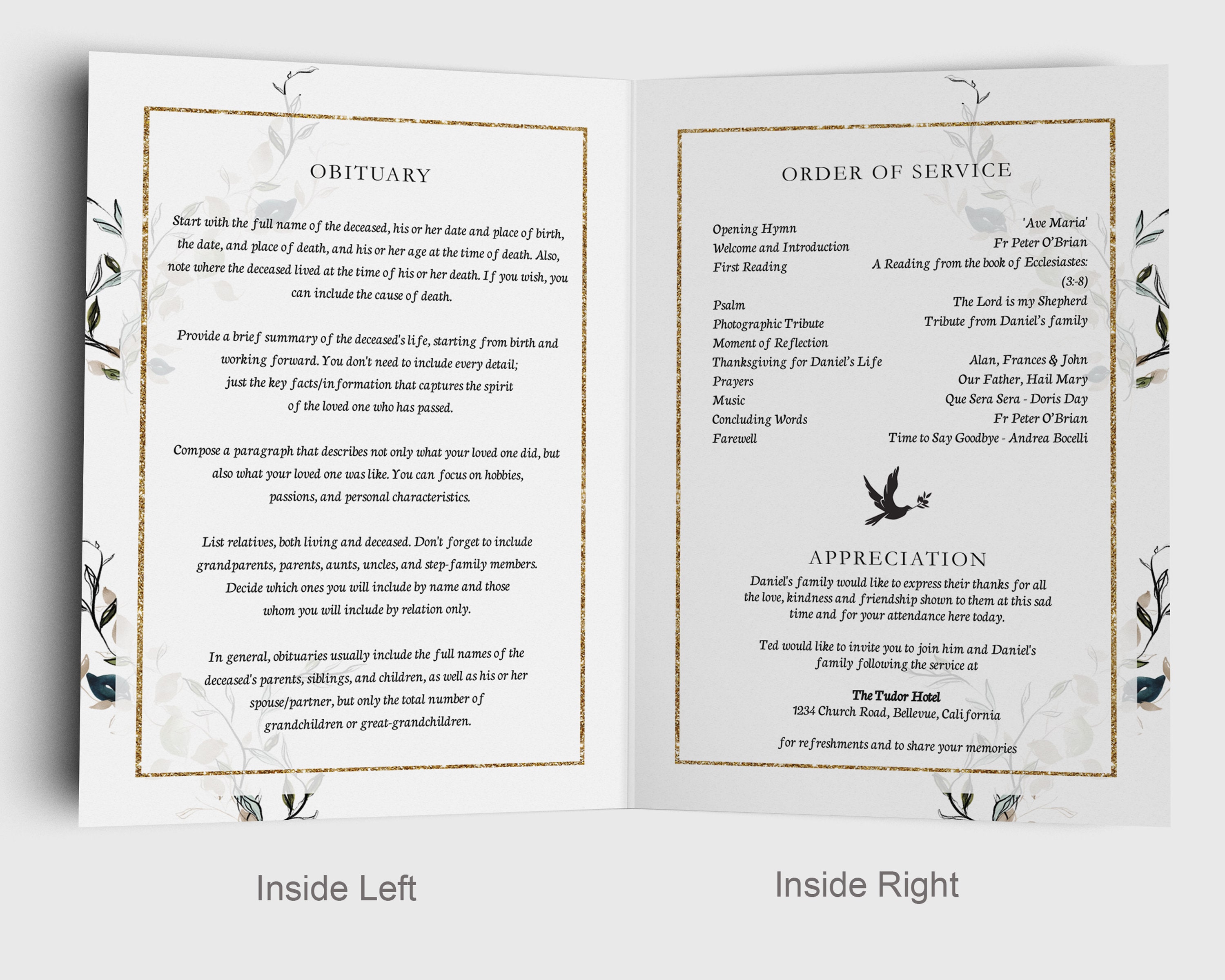 Printable Funeral Program Template | Order of Service | Celebration of ...