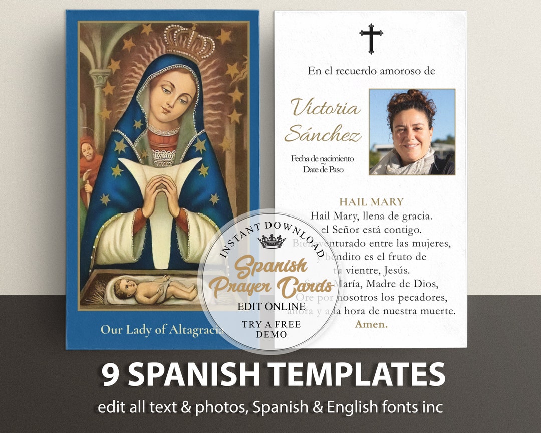 Spanish Prayer Cards, Memorial Prayer Cards, Catholic Prayer Cards ...