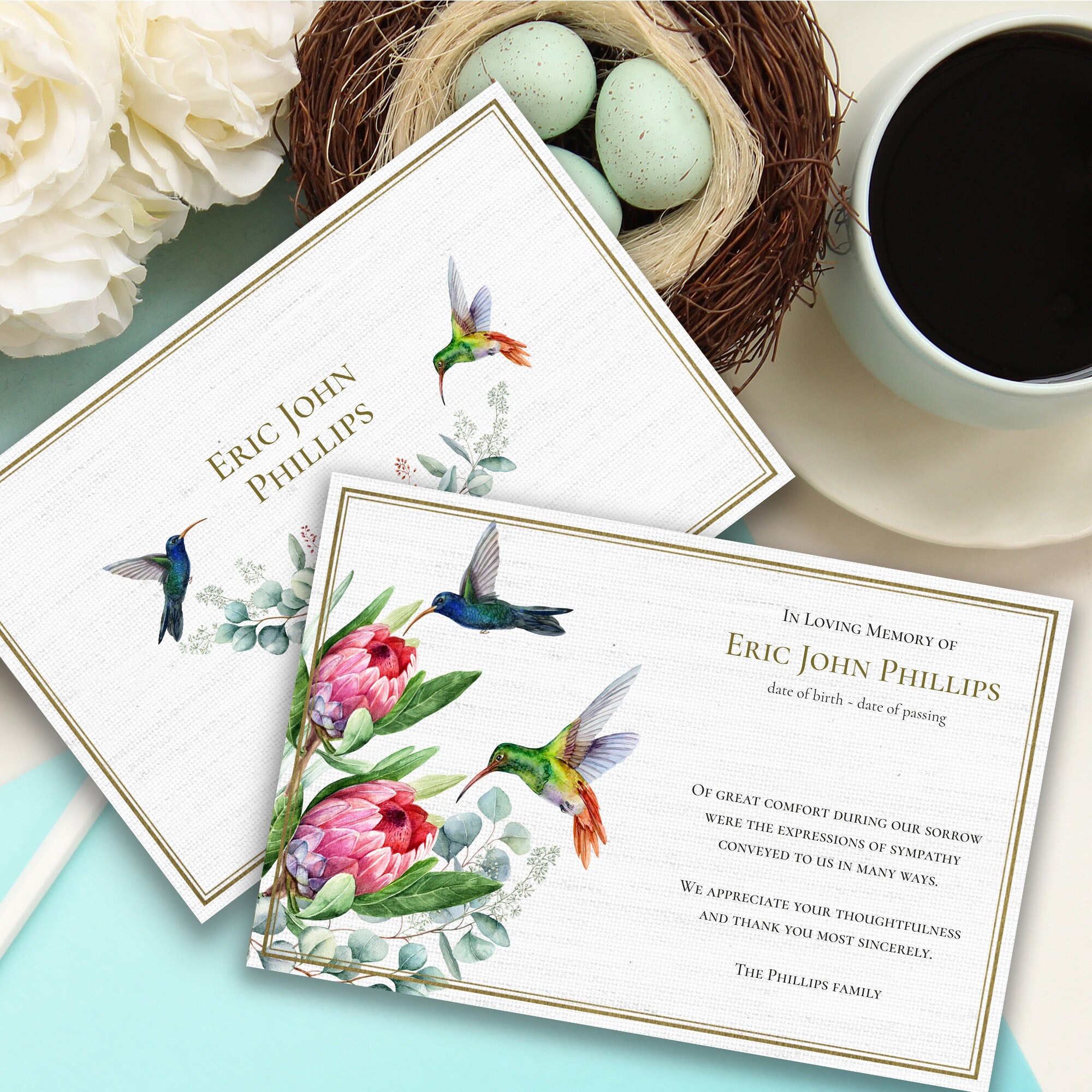 Funeral Thank You Card Template Funeral Cards Funeral - Etsy