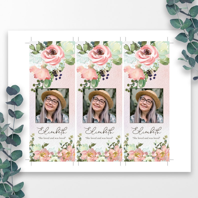 Funeral Bookmark Template Printable Celebration of Life - Etsy