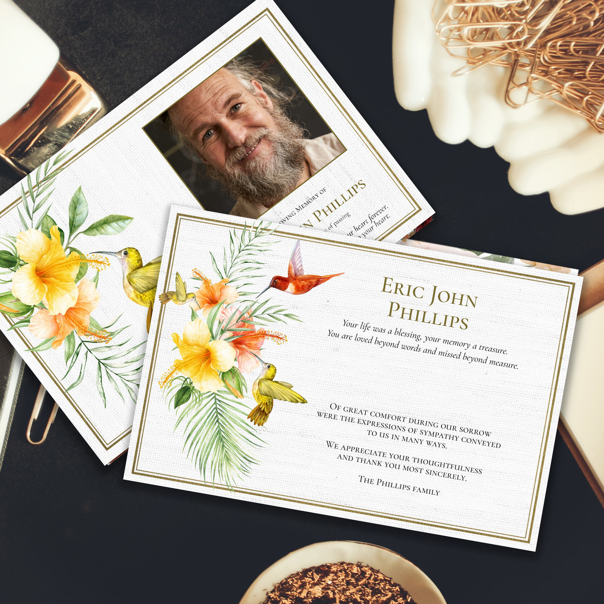 Funeral Thank You Card Template Funeral Cards Funeral - Etsy
