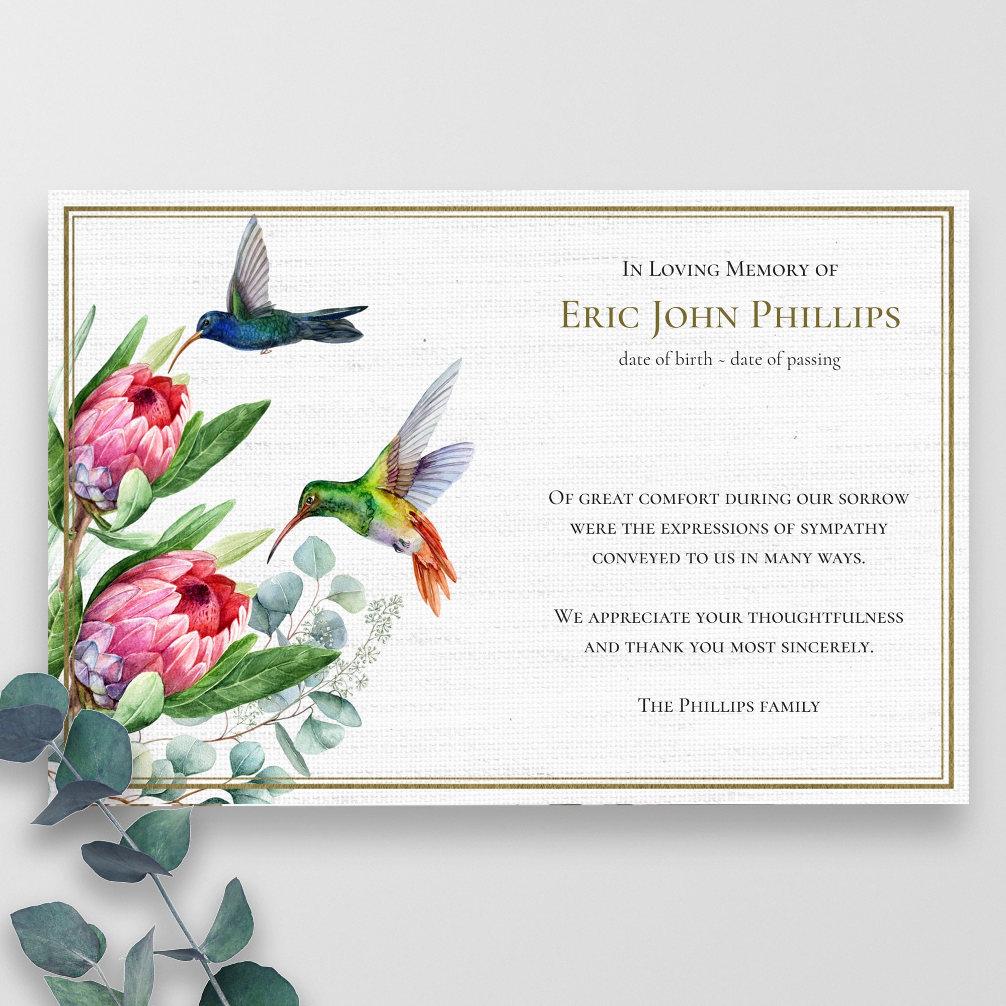 Funeral Thank You Card Template Funeral Cards Funeral - Etsy