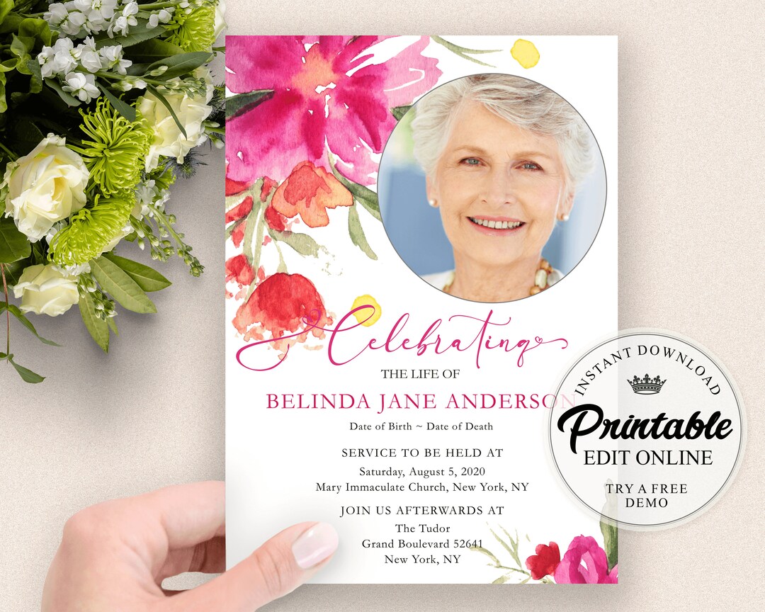 Funeral Announcement Card Template, Funeral Invitation Template ...