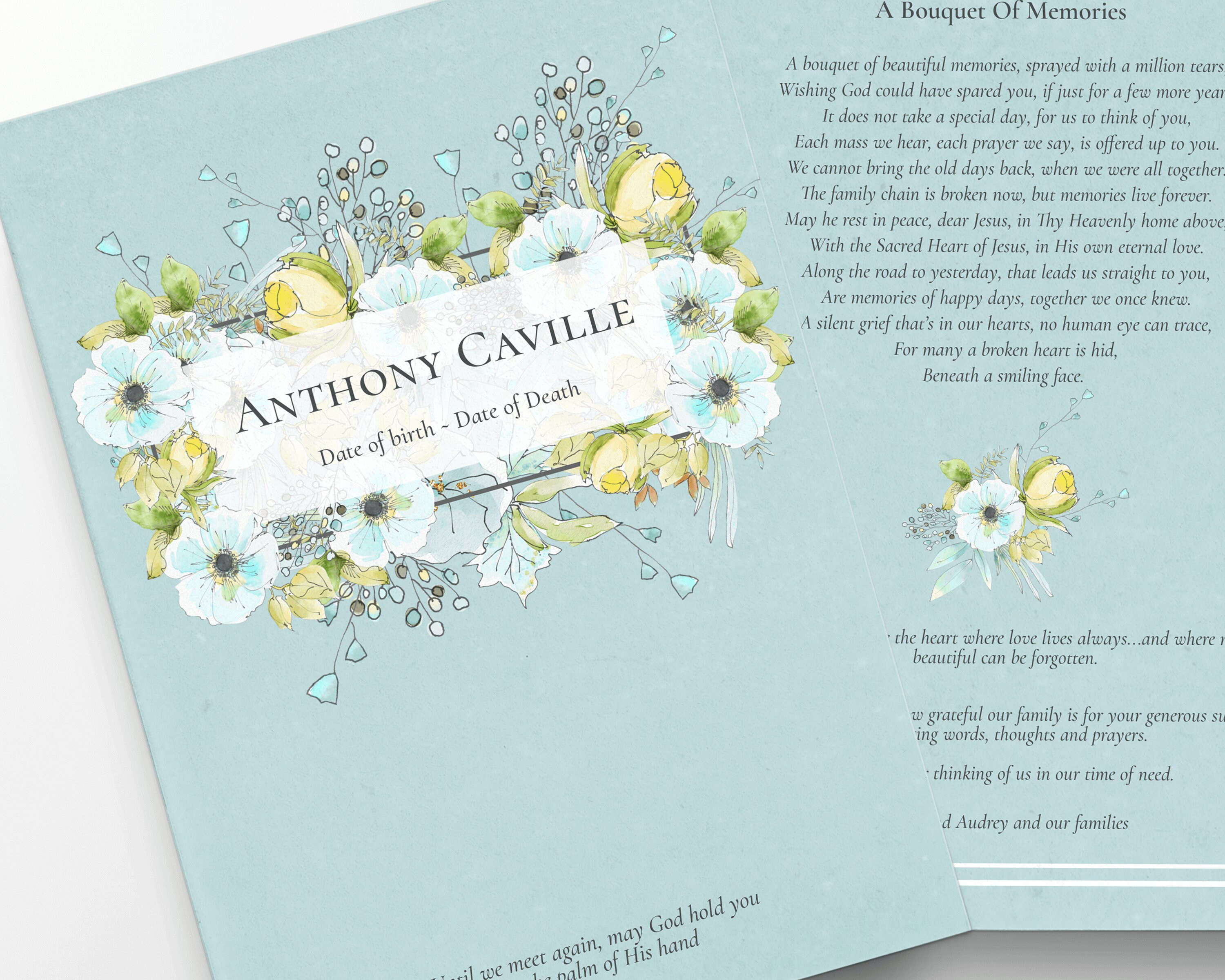 Funeral Program Template Funeral Poems Funeral Programs | Etsy