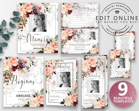 Funeral Program Bundle Funeral Templates Bundle Obituary - Etsy Australia