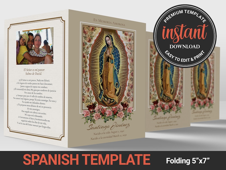 Spanish Funeral Program Template Our Lady of Guadalupe - Etsy
