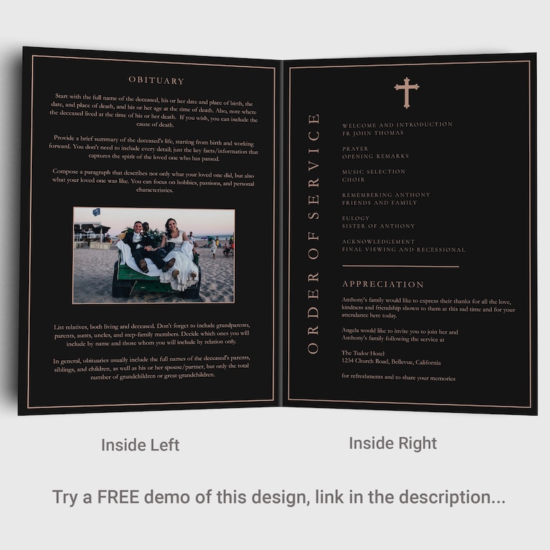 Editable Funeral Program Template, Memorial Service Template, Funeral ...