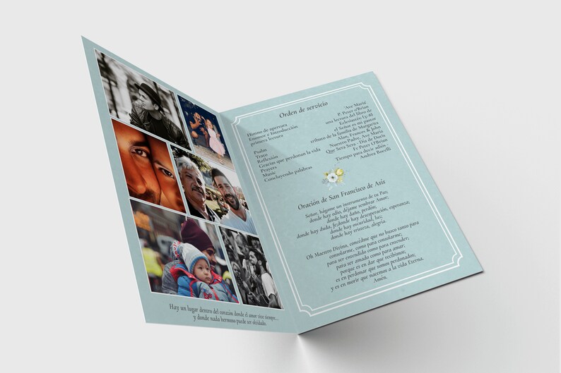 Spanish Funeral Program Template, Blue Floral, EDITABLE, Printable ...